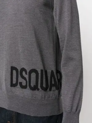 Dsquared2 Logo-intarsia Crew-neck Sweater - Grey