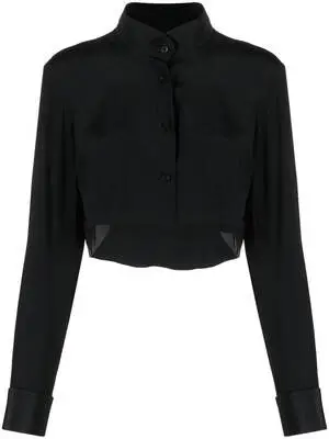 ALMAZ Split Silk Cropped Shirt