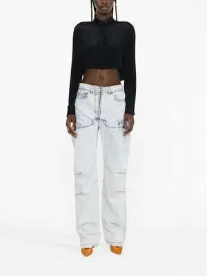 ALMAZ Split Silk Cropped Shirt