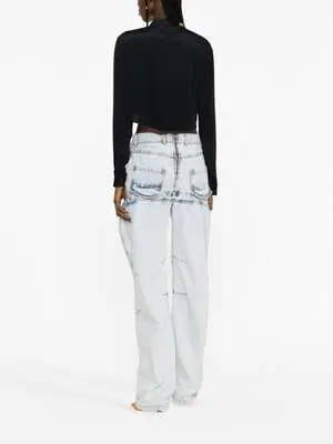 ALMAZ Split Silk Cropped Shirt