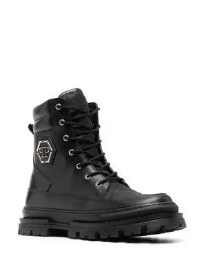 Philipp Plein Logo-plaque Leather Ankle Boots