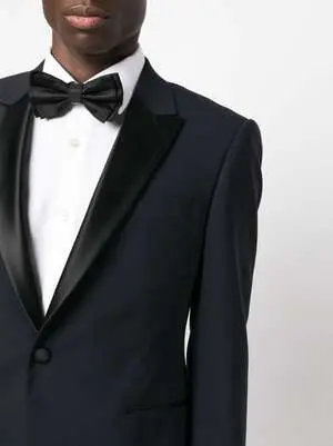 Emporio Armani Satin-trim Single-breasted Suit - Blue