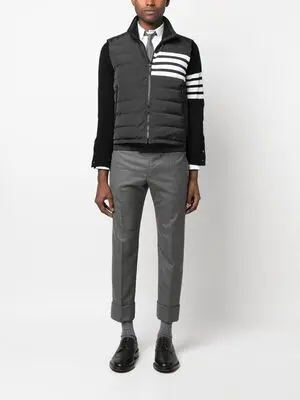 Thom Browne Stripe-detail Padded Gilet - Grey