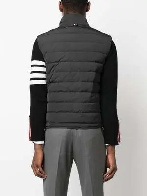 Thom Browne Stripe-detail Padded Gilet - Grey