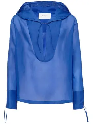 FERRAGAMO Hooded Organza Blouse - Blue