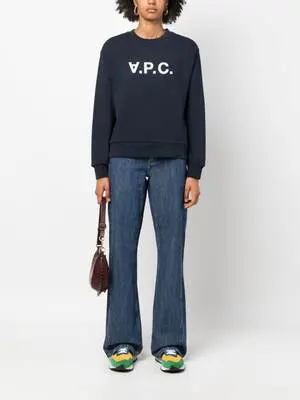 A.p.c. Vpc Logo-print Cotton Sweatshirt - Blue