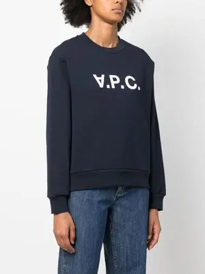 A.p.c. Vpc Logo-print Cotton Sweatshirt - Blue