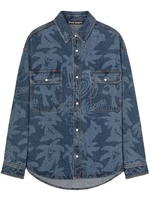 Palm Angels Palmity Laser-print Denim Shirt