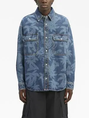 Palm Angels Palmity Laser-print Denim Shirt