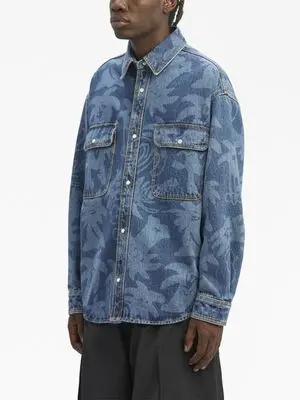 Palm Angels Palmity Laser-print Denim Shirt
