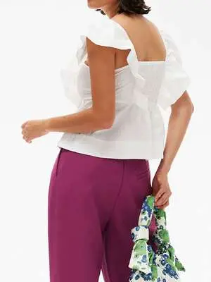 GANNI Ruffled Poplin Sleeveless Blouse