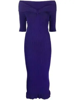 Philosophy Di Lorenzo Serafini Off-shoulder Knitted Midi Dress
