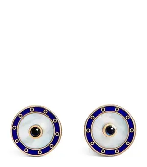 DEAKIN & FRANCIS Yellow Gold And Sapphire Chain-link Cufflinks - Blue