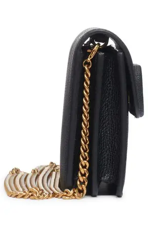 Valentino Garavani Vlogo Signature Leather Wallet On A Chain - Nero