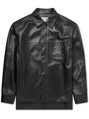 Loewe Logo-debossed Leather Jacket
