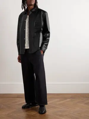 Loewe Logo-debossed Leather Jacket