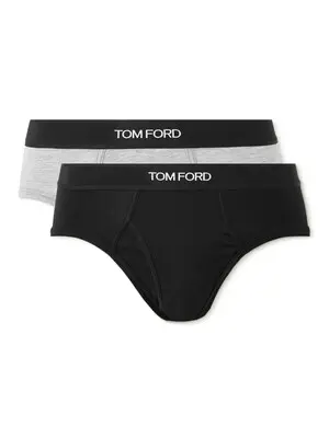TOM FORD TOM FORD - Two-Pack Stretch-Cotton And Modal-Blend Briefs - Men - Black - S Multi
