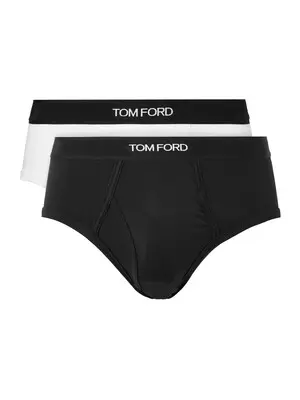 TOM FORD TOM FORD - Two-Pack Stretch-Cotton And Modal-Blend Briefs - Men - Black - XXL Multi