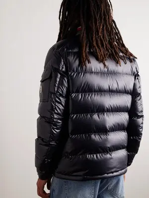 Moncler Bourne Quilted Shell Down Jacket With Logo - Blue