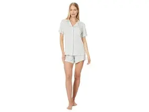 Eberjey Gisele Rib Relaxed Shorts Pj Set Women's Pajama Sets White Silver