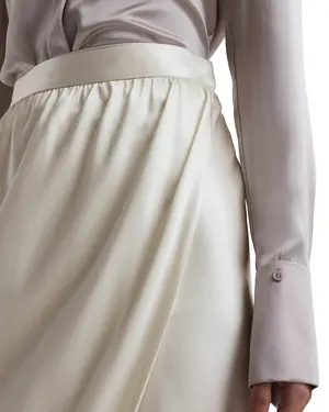 REISS Tyra Silk Wrap Skirt