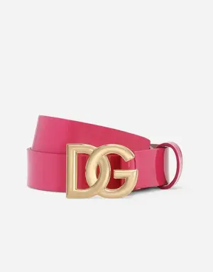 Dolce & Gabbana Patent Leather Belt With Dg Logo Buckle - Pink