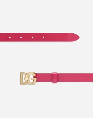 Dolce & Gabbana Patent Leather Belt With Dg Logo Buckle