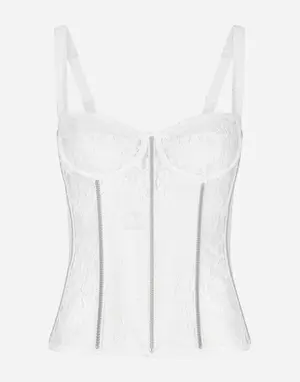 Dolce & Gabbana Lace Lingerie Bustier With Straps - White