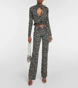 Rabanne Printed High-rise Crêpe Pants