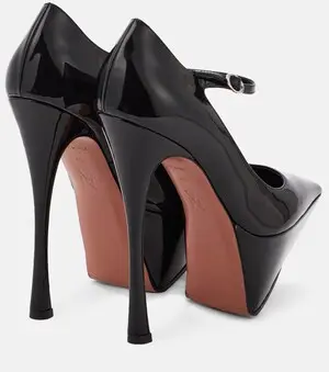 Amina Muaddi Patent Leather Pumps - Black