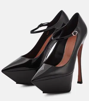 Amina Muaddi Patent Leather Pumps - Black