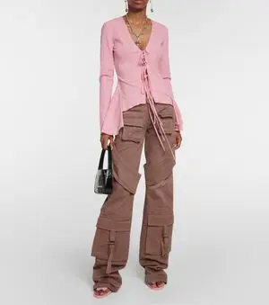 Blumarine Ruffled Wool-blend Blouse - Pink