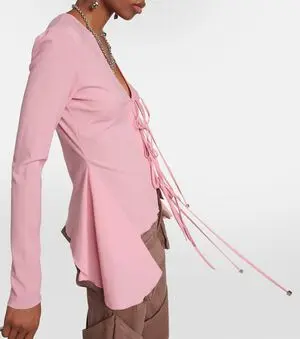 Blumarine Ruffled Wool-blend Blouse - Pink