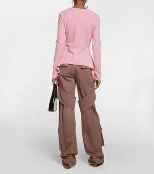 Blumarine Ruffled Wool-blend Blouse - Pink