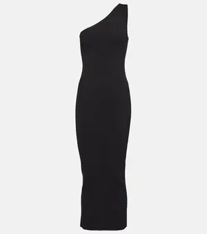 TOTEME Ribbed-knit One-shoulder Midi Dress - Black