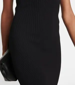 TOTEME Ribbed-knit One-shoulder Midi Dress - Black