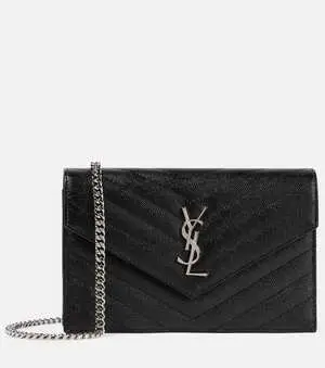 Saint Laurent Cassandre Matelassé Envelope Leather Wallet On Chain