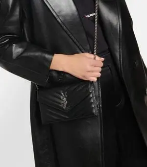 Saint Laurent Cassandre Matelassé Envelope Leather Wallet On Chain