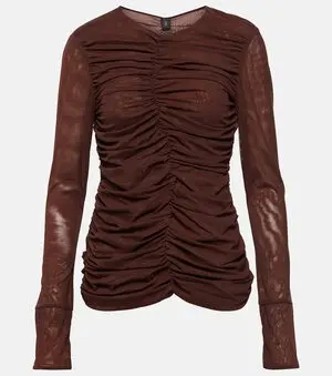SIR. Jacques Gathered Mesh Top - Brown