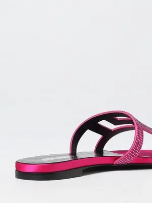 Versace Embellished Slides In Satin And Suede - Pink