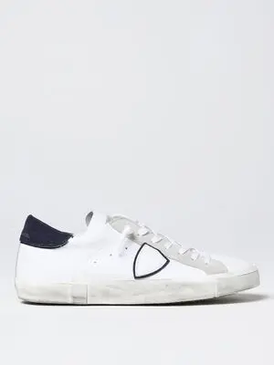 Philippe Model Leather Low-top Sneakers With Distressed Effect And Shield Logo