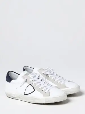 Philippe Model Leather Low-top Sneakers With Distressed Effect And Shield Logo