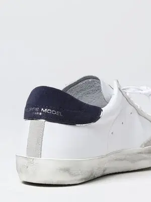 Philippe Model Leather Low-top Sneakers With Distressed Effect And Shield Logo