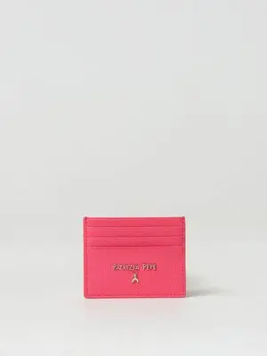 Patrizia Pepe Flat Grained Leather Card Holder With Seven Slots And Lettering Logo Fuchsia