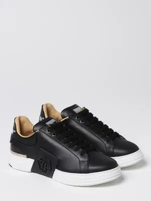 Philipp Plein Low-top Bovine Leather Trainers With Contrast Printed Logo