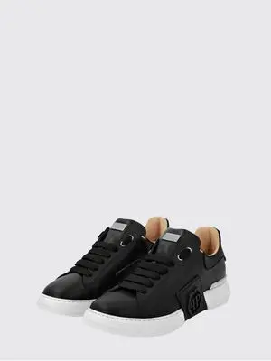 Philipp Plein Low-top Bovine Leather Trainers With Contrast Printed Logo