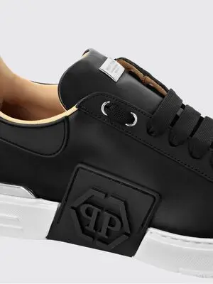 Philipp Plein Low-top Bovine Leather Trainers With Contrast Printed Logo