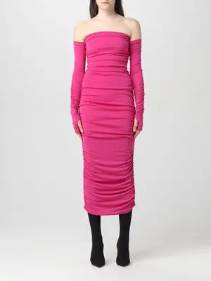Andamane Off-the-shoulder Ruched Midi Dress - Cyclamen