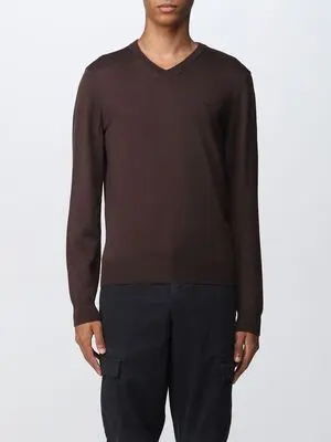 BOSS V-neck Fine Knit Sweater - Brown