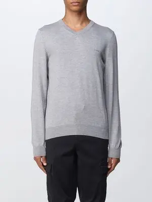 BOSS V-neck Fine Knit Sweater - Grey